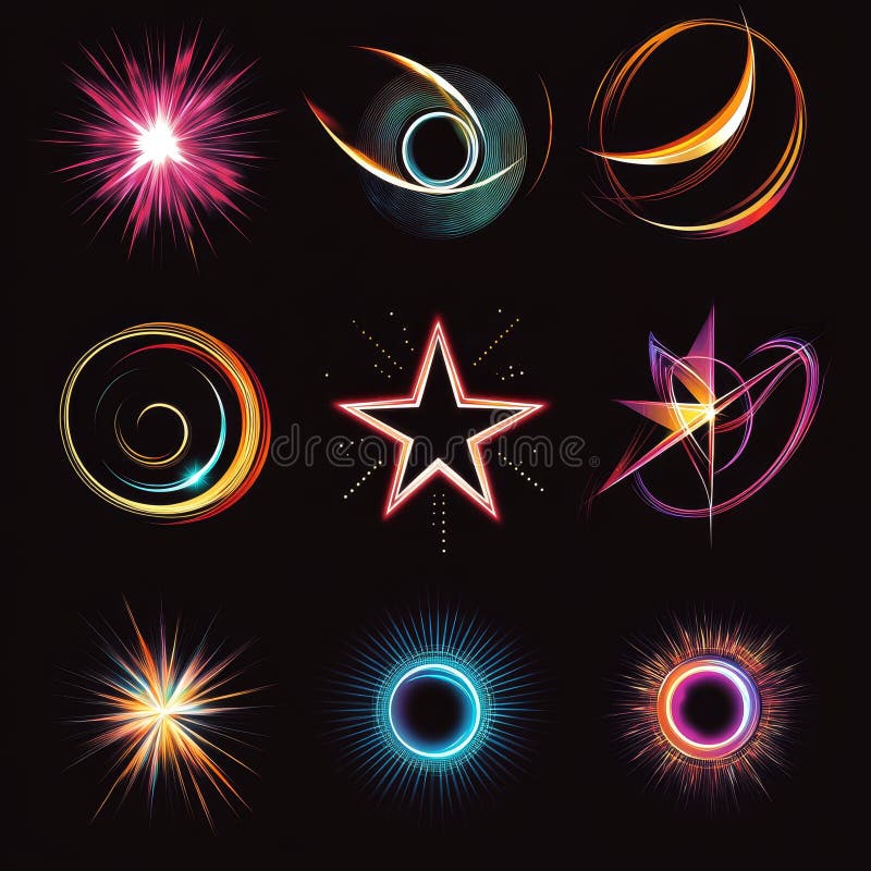 Vector Set of Abstract Design Elements on a Dark Background ...