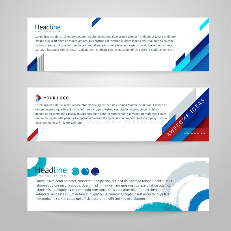 Vector Set of Abstract Design Templates Horizontal Banner Stock Vector ...