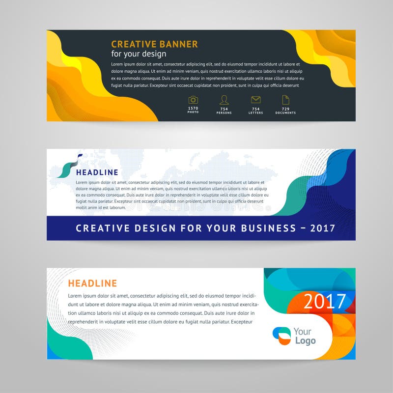 Vector Set of Abstract Design Templates Horizontal Banner for Web and ...