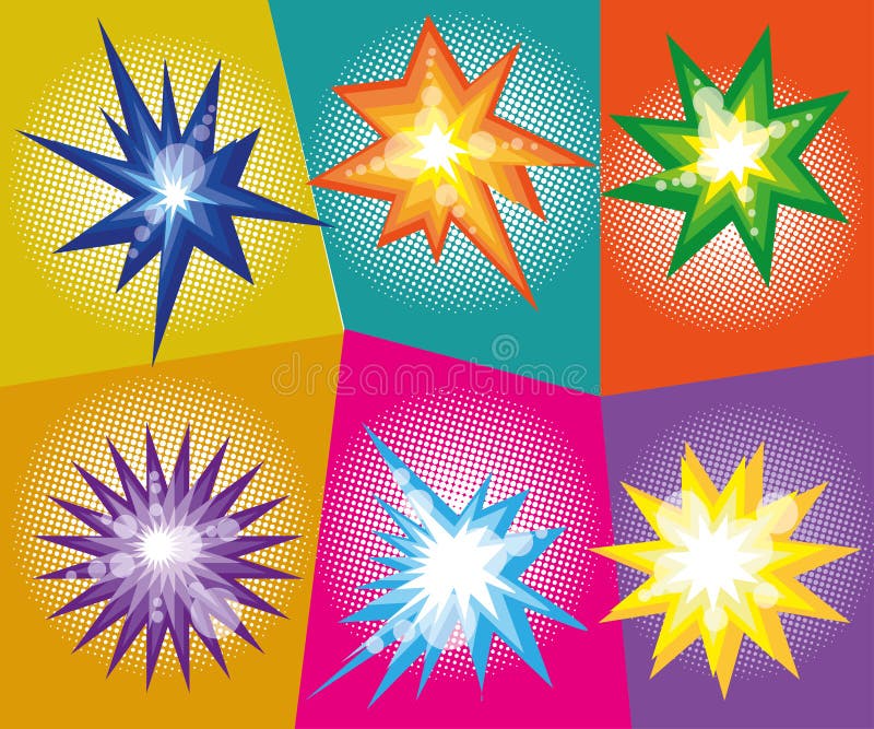 Vector Set of Abstract Explosions in Comic Pop Art Style. Design ...