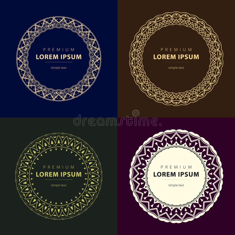 Vector Set Abstract Frames Logo Templates Line Style Stock Vector ...