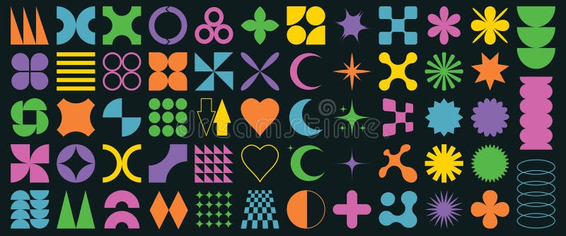 Vector Set of Abstract Geometric Shapes. Trendy Geometric Brutalism Forms. Vector Illustration ...