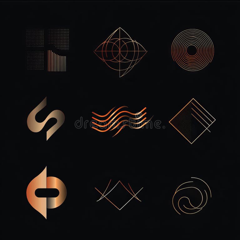 Vector Set of Abstract Logos on a Black Background. Vector Illustration ...