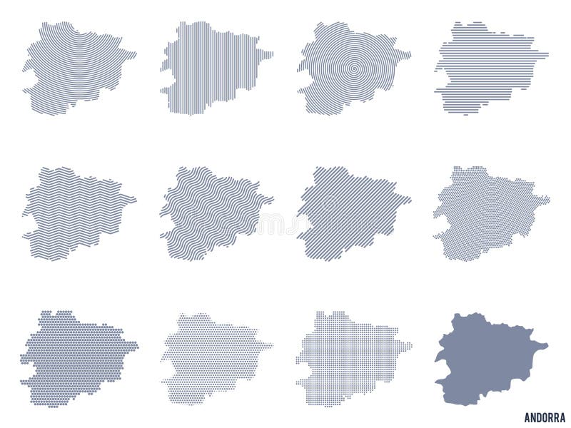 Vector Set of Abstract Maps of Andorra in Different Styles. Stock ...