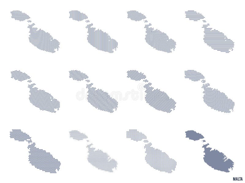 Vector Set of Abstract Maps of Malta in Different Styles. Stock ...