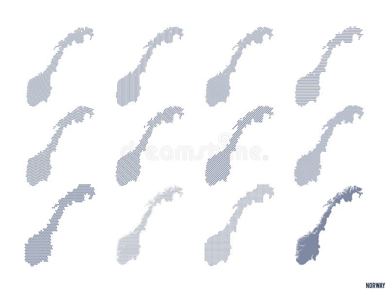 Vector Set of Abstract Maps of Norway in Different Styles. Stock ...