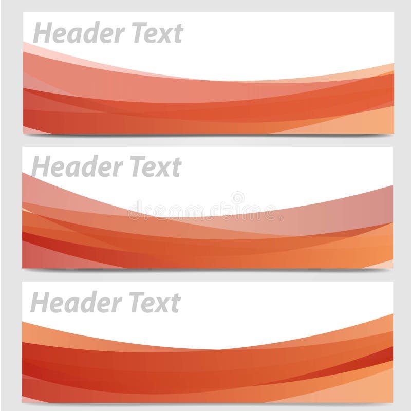 Vector Set of Abstract Orange and Red Wave Header Banners Stock ...