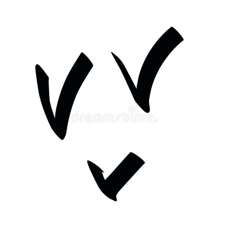 Vector Set of Abstract Bold Check Mark Element. Hand Drawn Stains ...