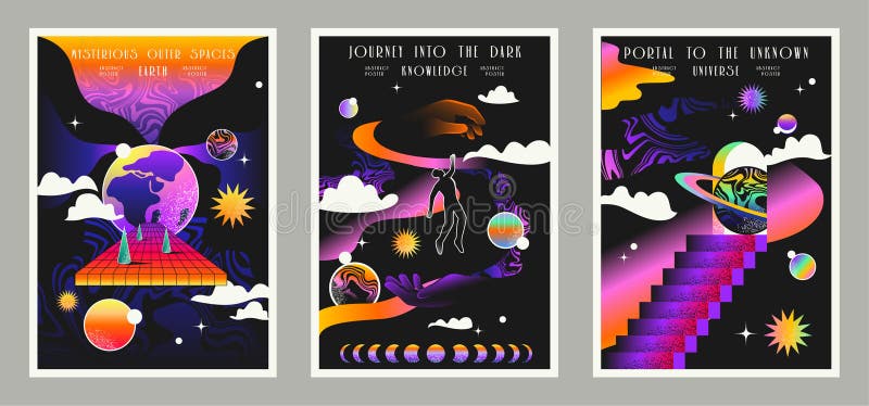 Vector Set of Abstract Space Posters Stock Vector - Illustration of ...