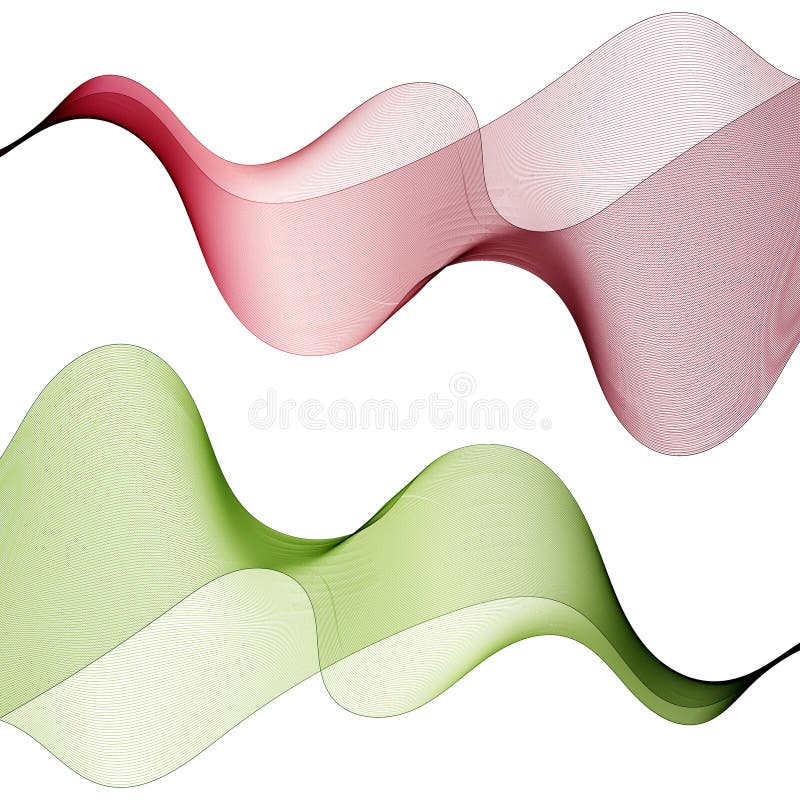Vector Set of Abstract Wave Pattern. Green and Red Waves. Eps 10 Stock ...