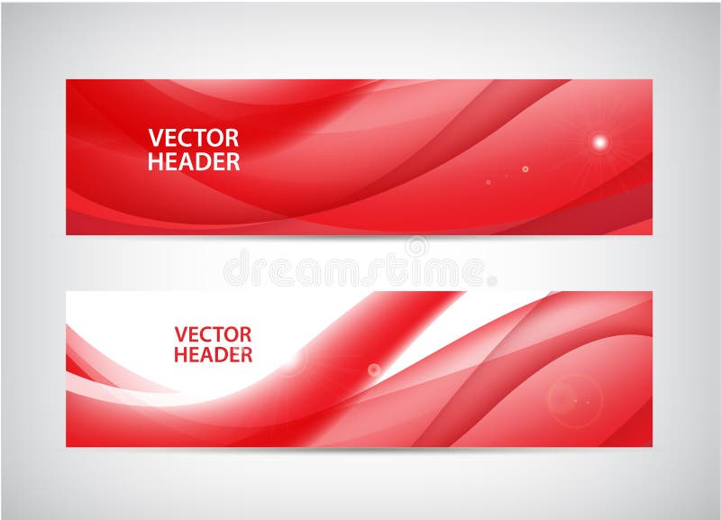 Vector Set of Abstract Wavy Horizontal Headers, Web Banners. Water Flow ...