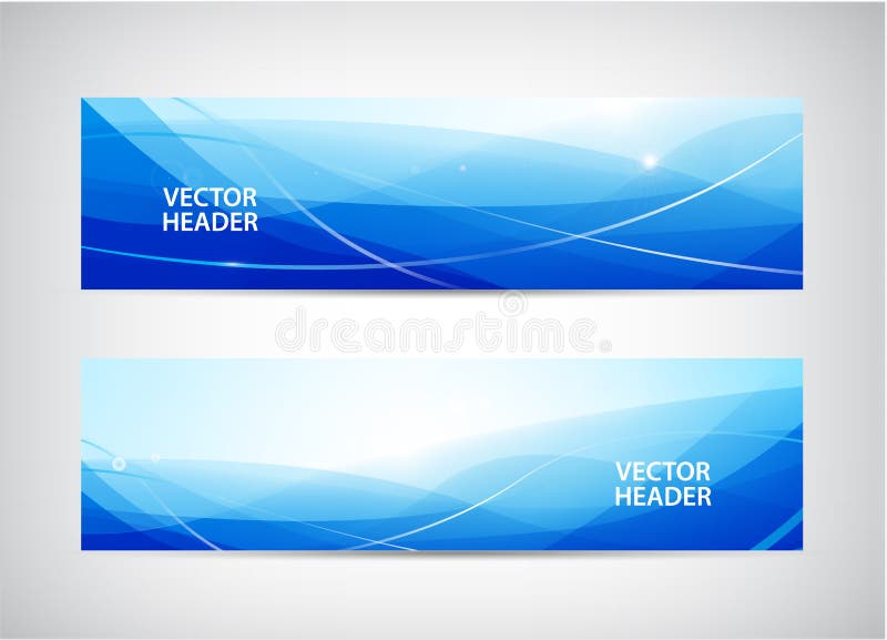 Vector Set of Abstract Wavy Horizontal Headers, Web Banners. Water Flow ...