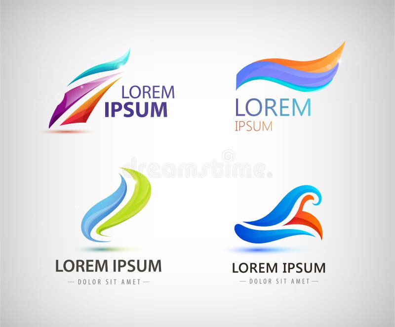 Vector Set of Abstract Wavy Vibrant Logos Stock Vector - Illustration ...