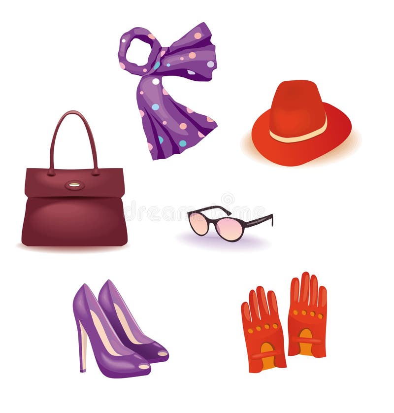 Vector Set of Accessories for Women Stock Vector - Illustration of ...