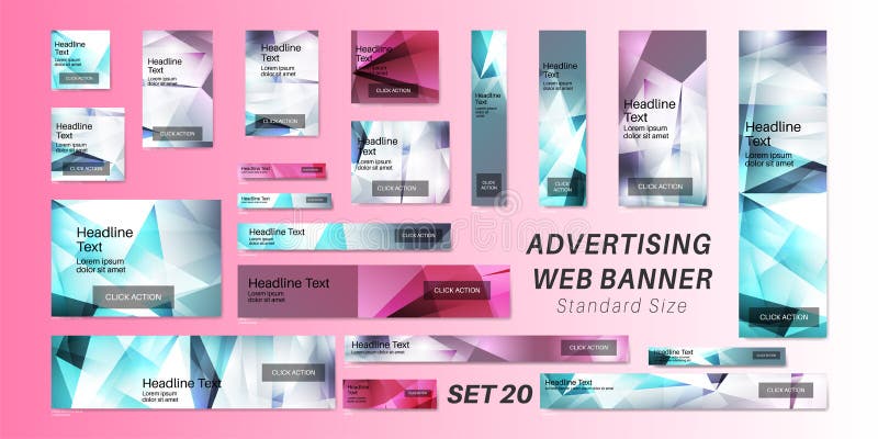 Vector Set Ad Web Banner with Standard Size. Geometric Shape Template ...