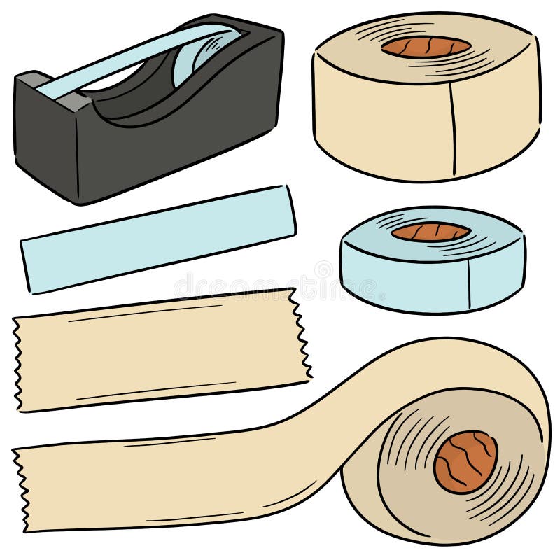 Vector Set of Adhesive Tape Stock Vector - Illustration of drawn, curl ...