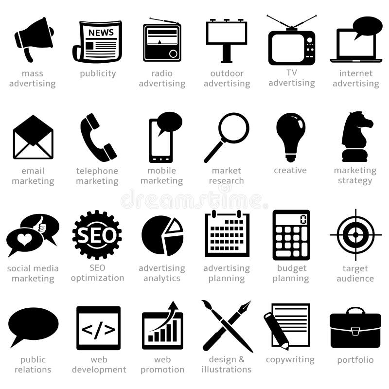 Vector Set of Advertising Icons Stock Vector - Illustration of manager ...