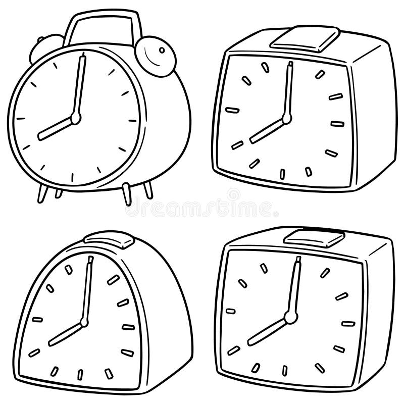 Vector set of alarm clock stock vector. Illustration of metal - 120145177