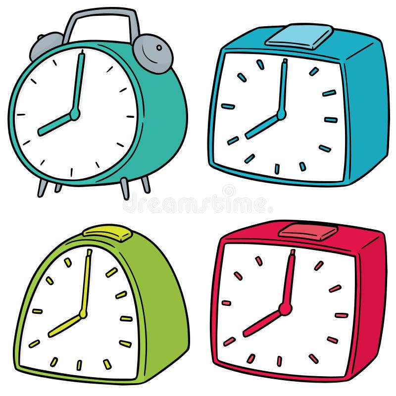 Vector set of alarm clock stock vector. Illustration of sign - 120145186