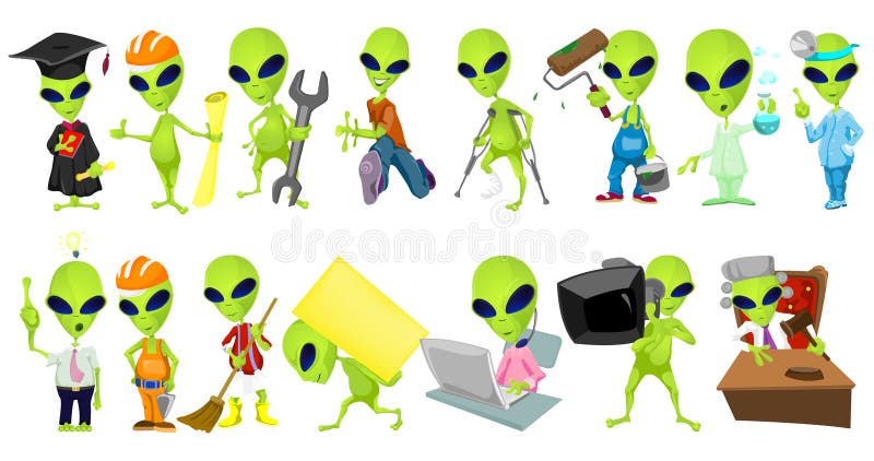 Vector Set of Green Aliens Hobby Illustrations. Stock Vector ... Vector Set of Green Aliens Hobby Illustrations. Stock Vector ...
