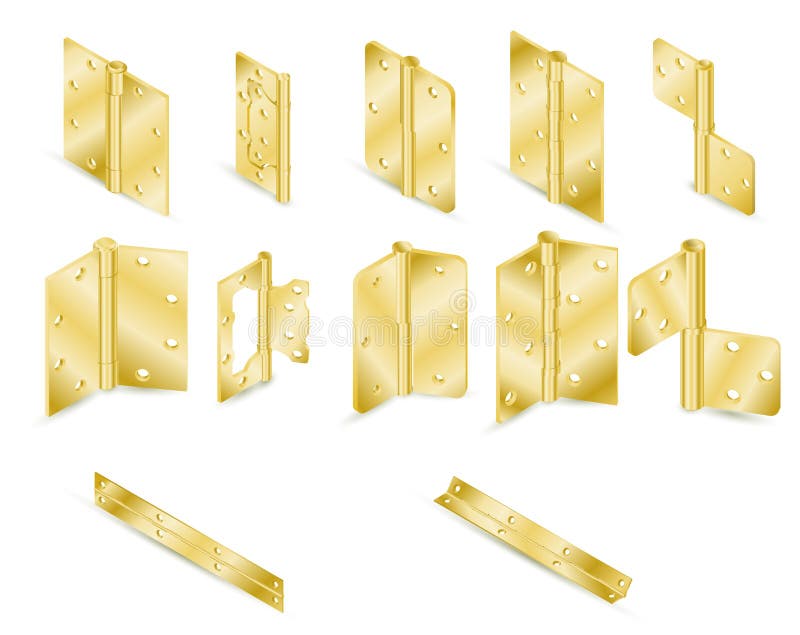 Vector Set of All the Types of Brass Door Hinges Stock Vector ...