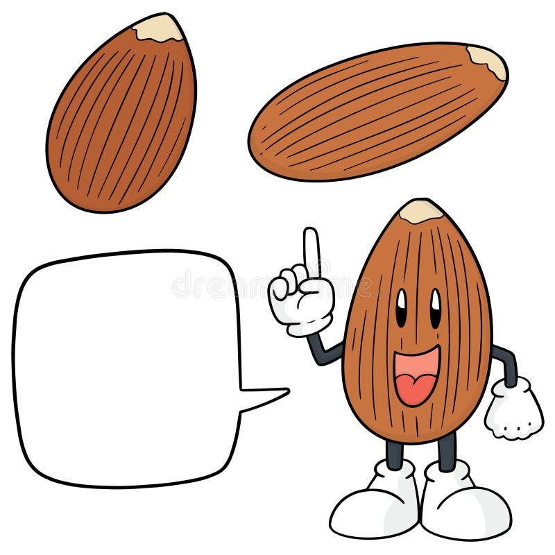 Vector Set of Almond Cartoon Stock Vector - Illustration of cute ...