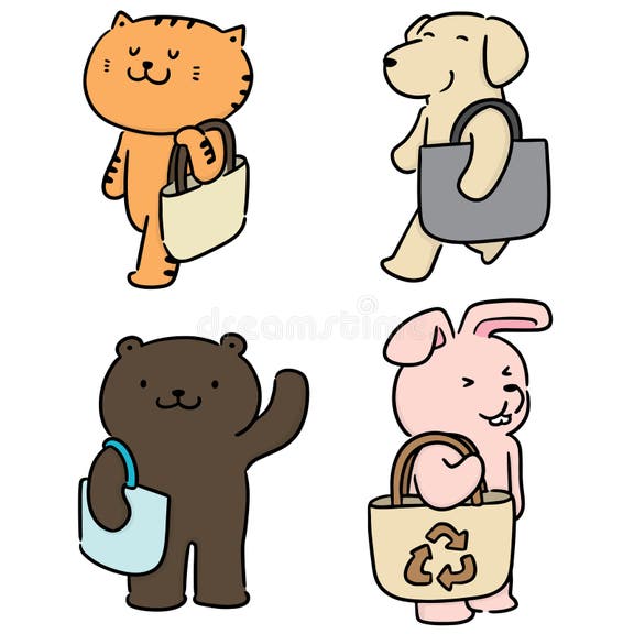 Vector Set of Animal Carrying Cloth Bag Stock Illustration ...