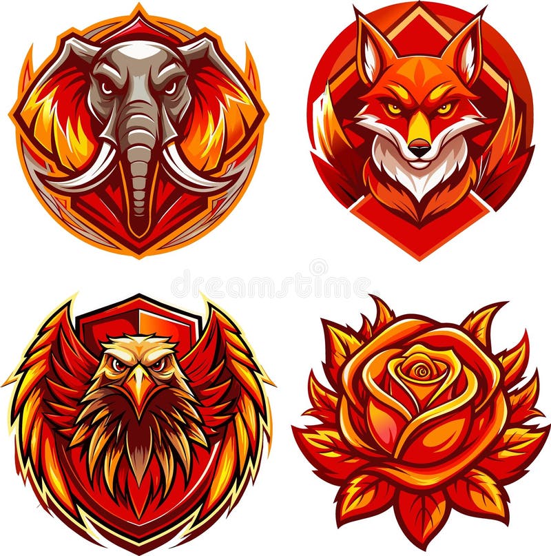 Animal Logo Vector Designs Set, Mascot Concepts Stock Vector ...
