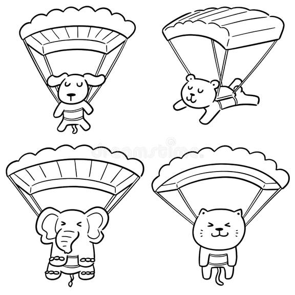 Vector Set of Animal Parachuting Stock Vector - Illustration of design ...