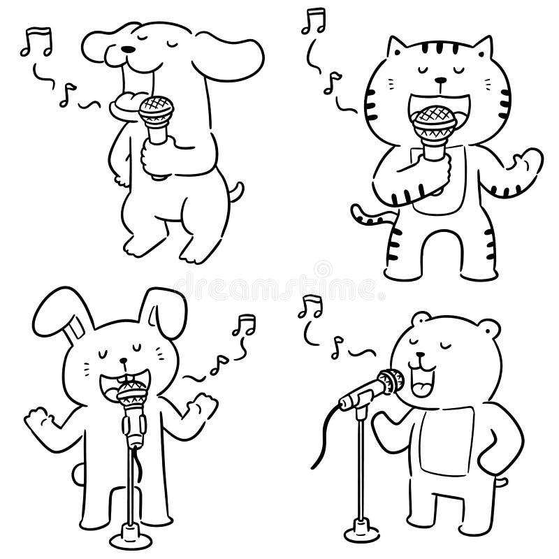 Singing Rabbit Cartoon Illustration Stock Vector - Illustration of ...