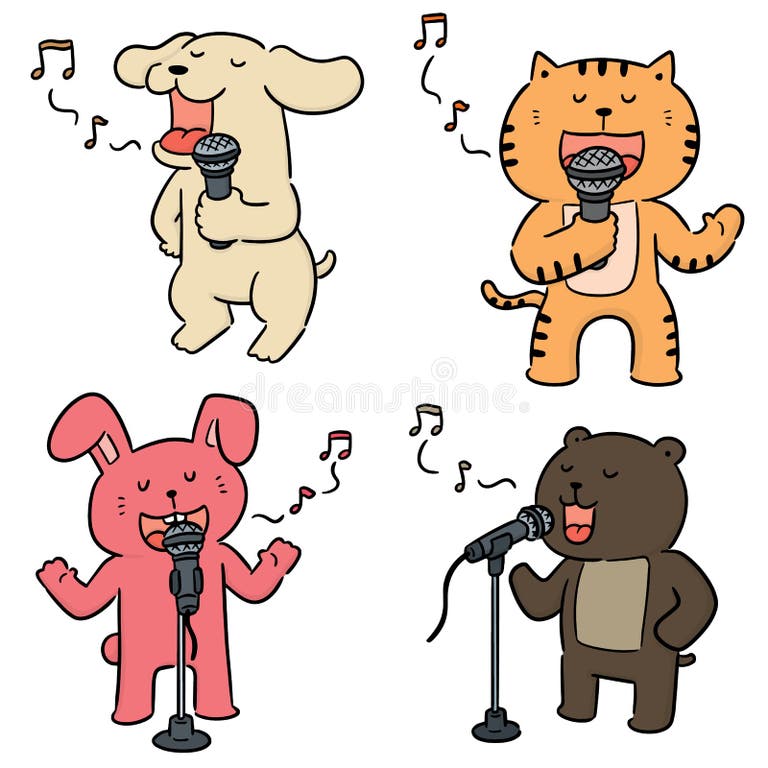 Vector Set of Animal Singing Stock Vector - Illustration of clip, draw ...