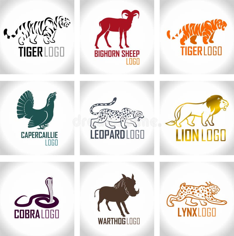 Vector Set of Animals Logo Emblems Labels Stock Vector - Illustration ...