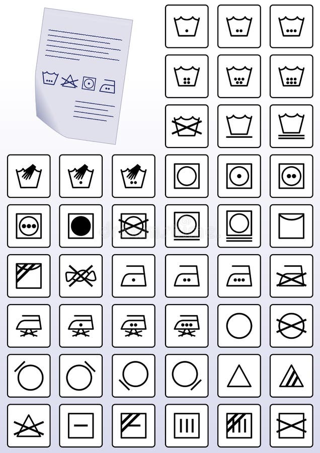 Vector Set of Apparel Care Instruction Symbols. Stock Vector ...