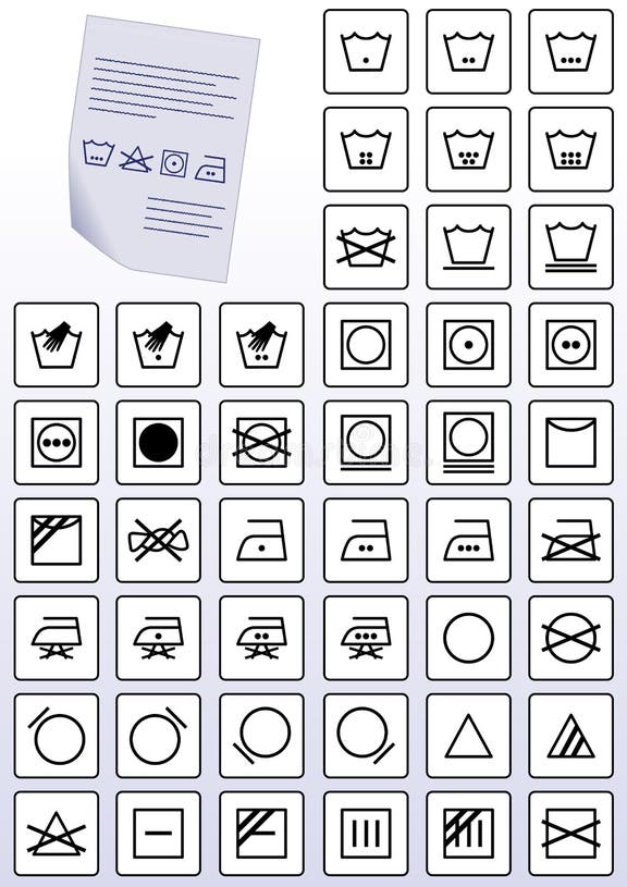 Vector Set of Apparel Care Instruction Symbols. Stock Vector ...