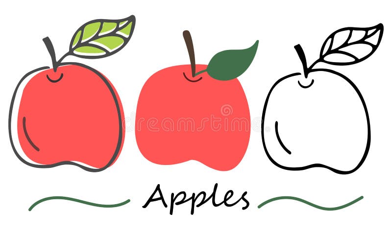 Vector Set Apple. Hand-drawn Design Stock Vector - Illustration of ...