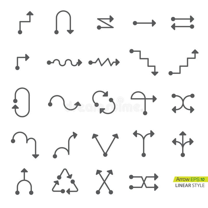 Vector : Set of Arrow in Linear Style Icon Stock Vector - Illustration ...