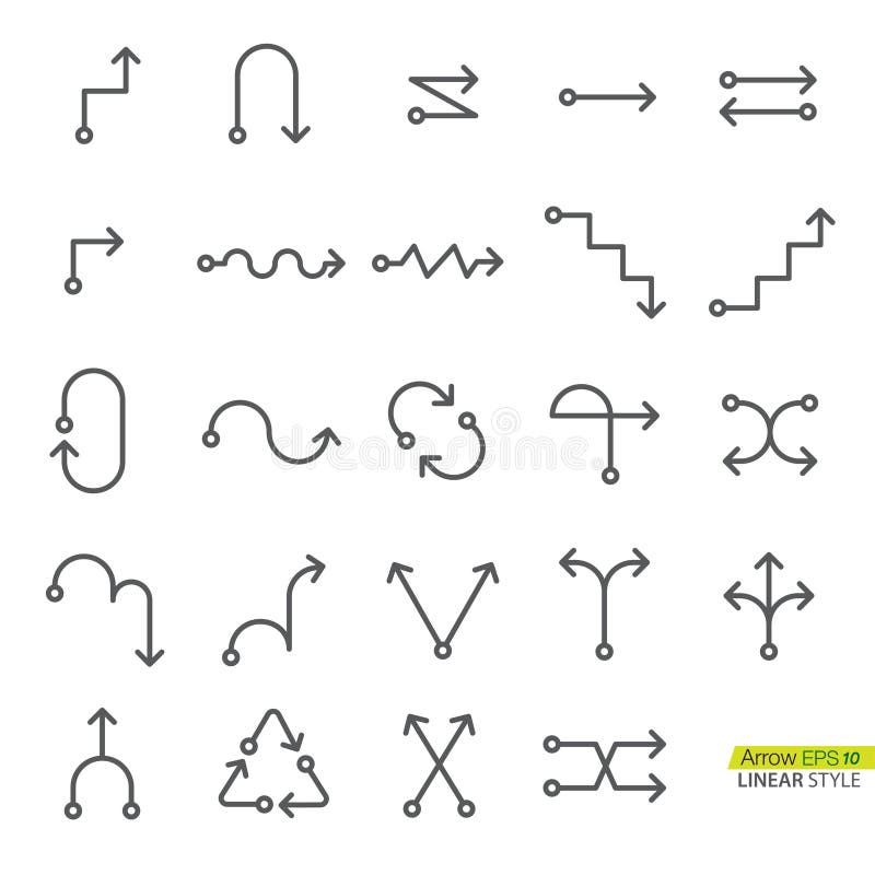 Vector : Set of Arrow in Linear Style Icon Stock Vector - Illustration ...