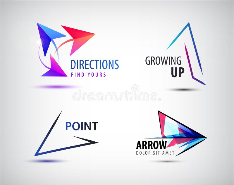 Vector Set of Arrow Logos, Pointer Icons, Abstract Design Template ...