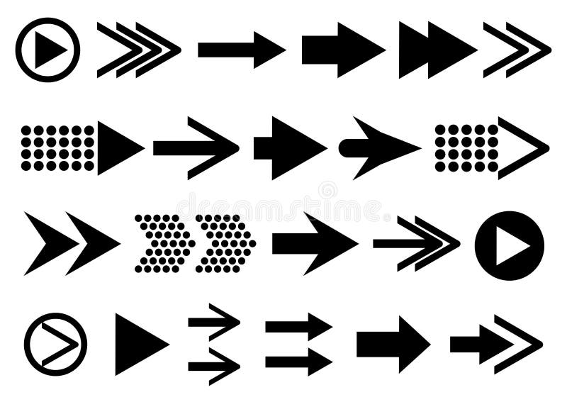 Vector Set of Arrow Shapes Isolated on Black Stock Vector ...