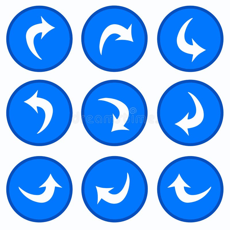 Vector Set - Arrows in Blue Circles Stock Vector - Illustration of ...