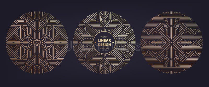 Vector Set of Art Deco Linear Circles, Round Borders, Frames ...