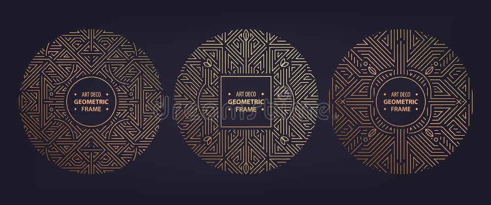 Vector Set of Art Deco Linear Circles, Round Borders, Frames ...