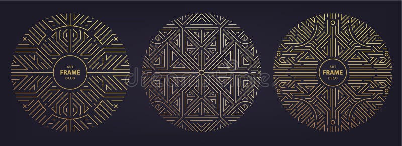 Vector Set of Art Deco Linear Circles, Round Borders, Frames ...