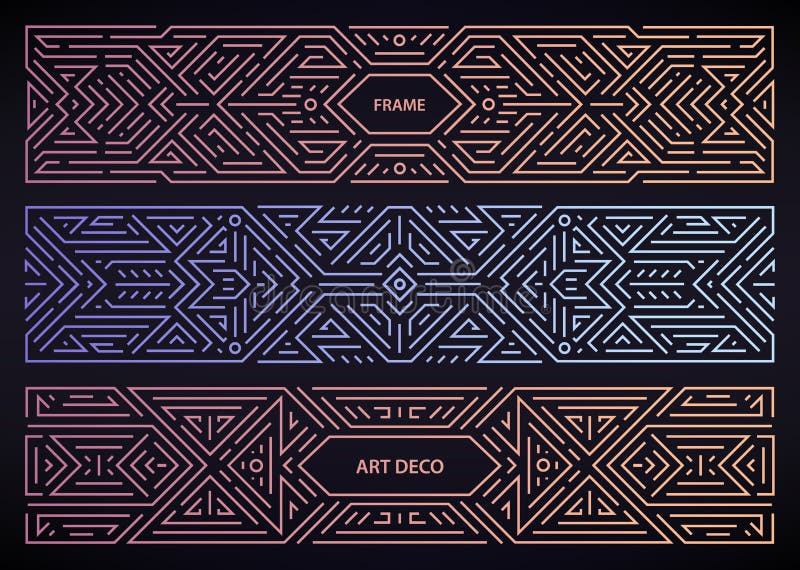 Vector Set of Art Deco Vintage Frames and Design Elements. Horizontal ...