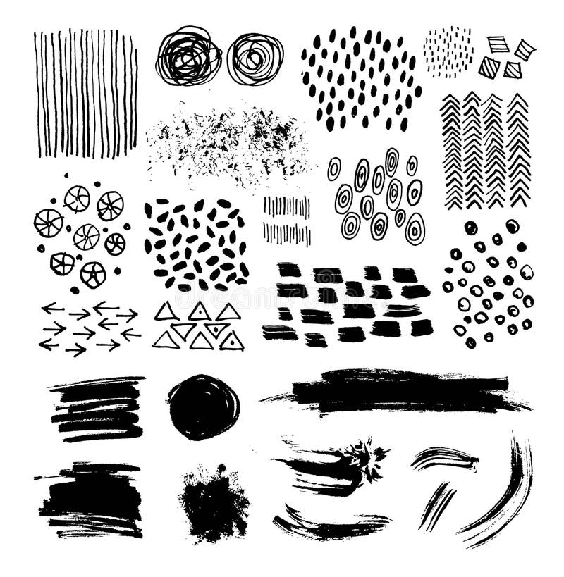 Vector Set of Artistic Textures and Hand Drawn Brush Strokes Stock ...