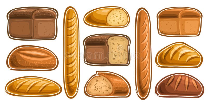 Vector Set of Assorted Bread Stock Vector - Illustration of flour ...