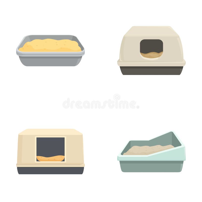 Vector Set of Assorted Cat Litter Boxes Stock Vector - Illustration of ...