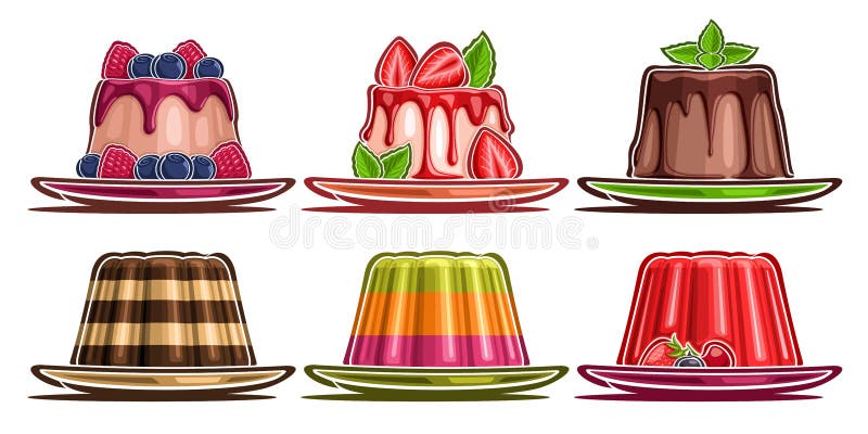 Vector Set of Assorted Panna Cotta and Jelly Stock Vector ...