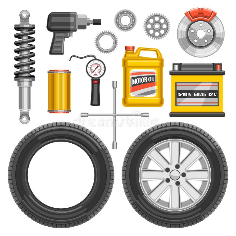 Vector set of Auto Parts stock vector. Illustration of equipment ...
