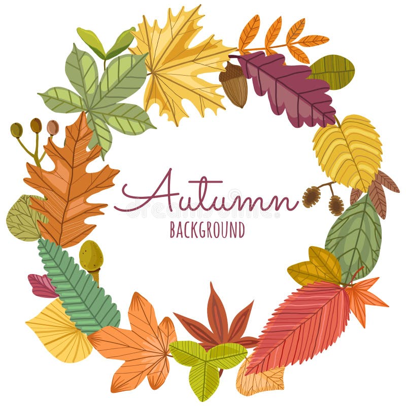 Autumn Round Frame With Colorful Maple Leaves. Stock Illustration ...